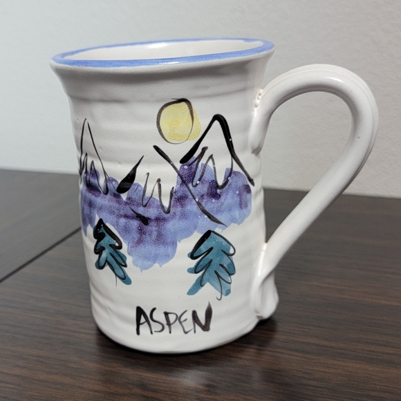 Vintage | Dining | Vintage Large Handmade Pottery Mug Aspen Mountains ...